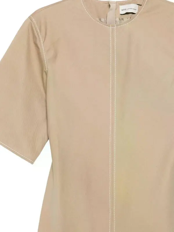 AMI Paris Topstitch Dress - Neutrals