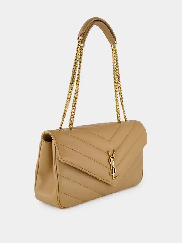 Saint Laurent Loulou Medium Chain Bag - Beige