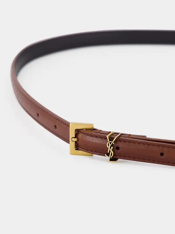 Saint Laurent Cassandre Extra Thin Leather Belt