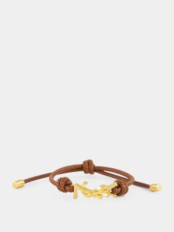 Saint Laurent Cassandre Leather Cord Bracelet - Brown