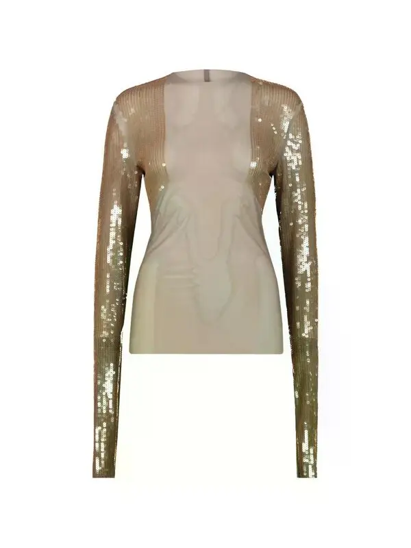 Rick Owens Sequin Long-sleeve Top - Gold