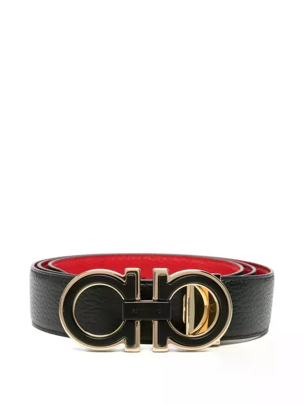 FERRAGAMO Logo-buckle Leather Belt - Black