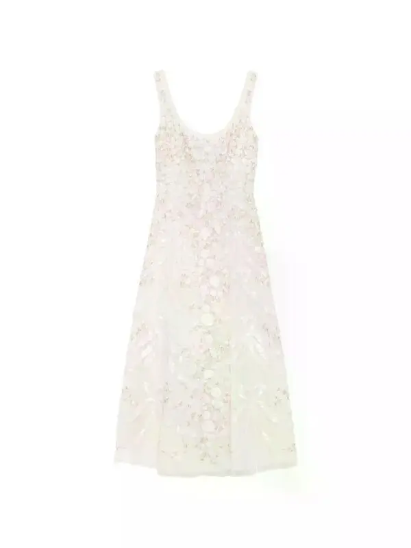 NEEDLE & THREAD Floral-embroidered Sleeveless Dress