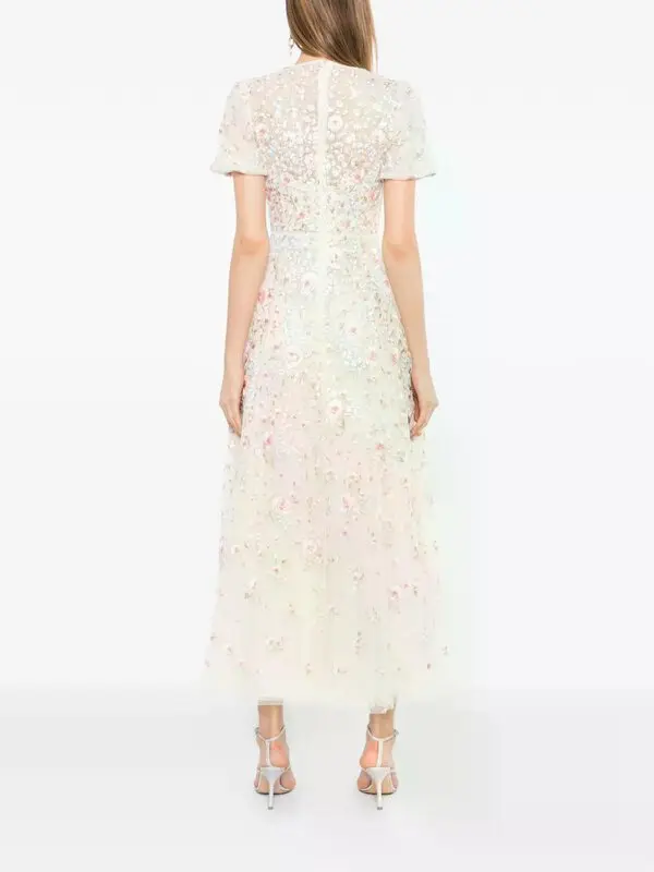 NEEDLE & THREAD Floral-embroidered Tulle Dress