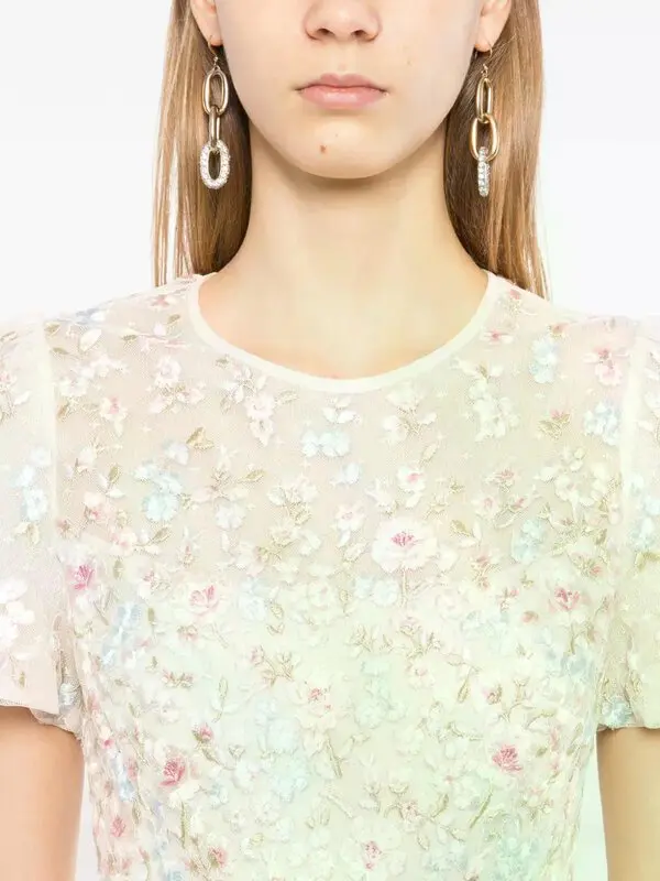 NEEDLE & THREAD Floral-embroidered Tulle Dress