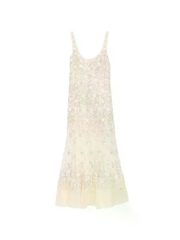 NEEDLE & THREAD Floral-embroidered Dress - Neutrals