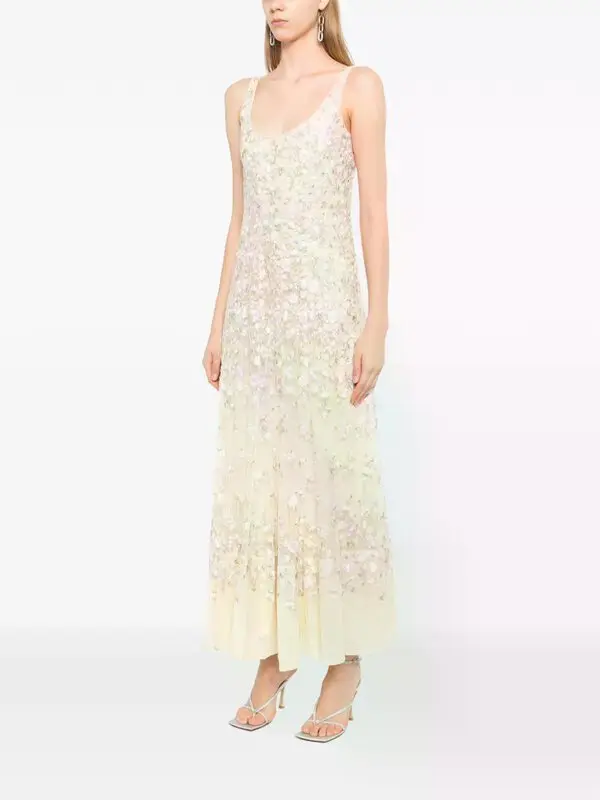 NEEDLE & THREAD Floral-embroidered Dress - Neutrals