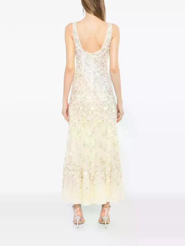 NEEDLE & THREAD Floral-embroidered Dress - Neutrals