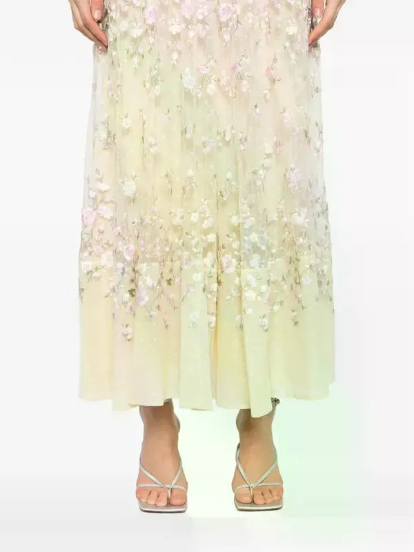 NEEDLE & THREAD Floral-embroidered Dress - Neutrals
