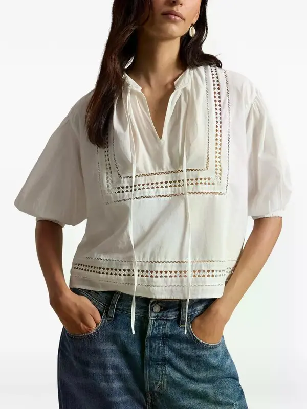 Polo Ralph Lauren Tie-neck Broderie Anglaise Cotton Blouse - White