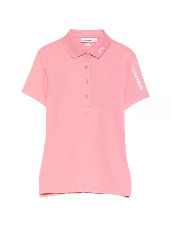 J. Lindeberg Tour Tech Button Polo Top - Pink