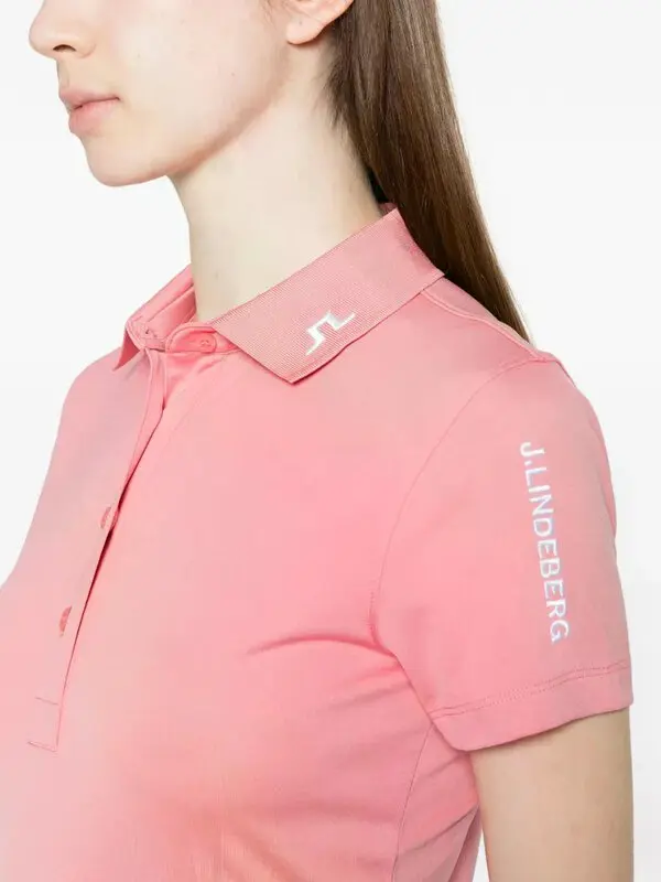 J. Lindeberg Tour Tech Button Polo Top - Pink