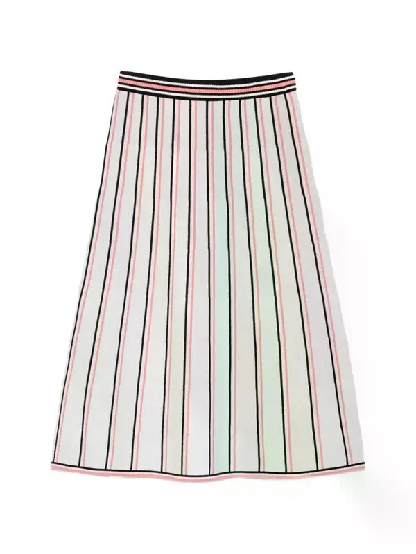 J. Lindeberg Striped Knit Midi Skirt - White
