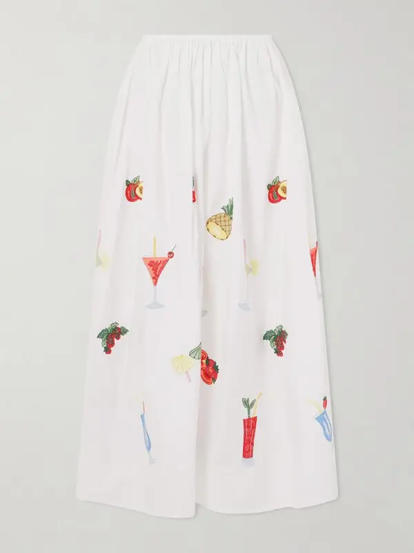 Loretta Caponi Talamone Pleated Embroidered Maxi Skirt - Multi