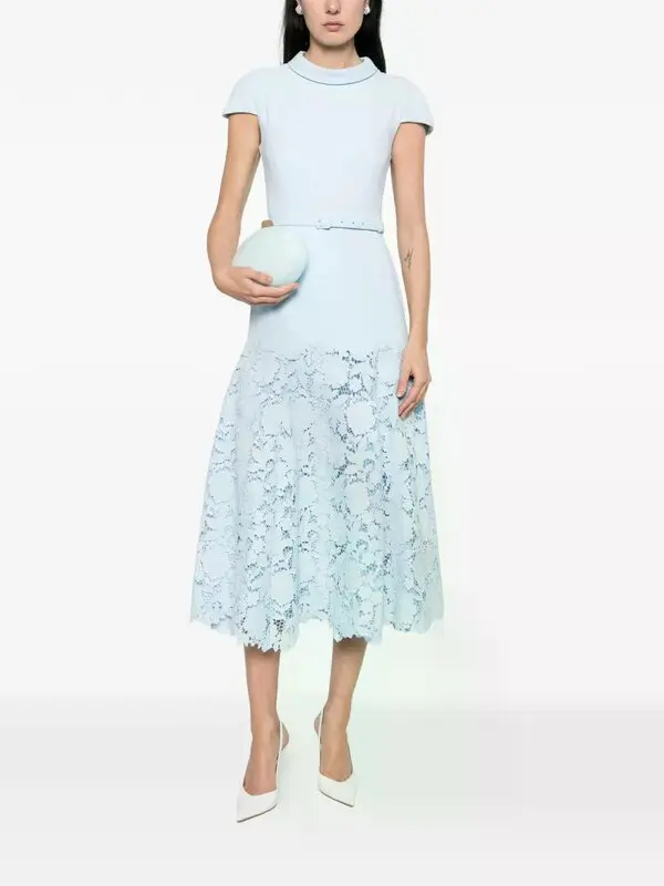 SELF-PORTRAIT Lace Belted Midi Dress