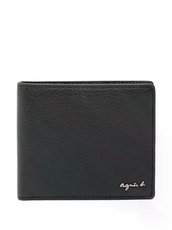 AGNES B. Leather Bi-fold Wallet - Grey