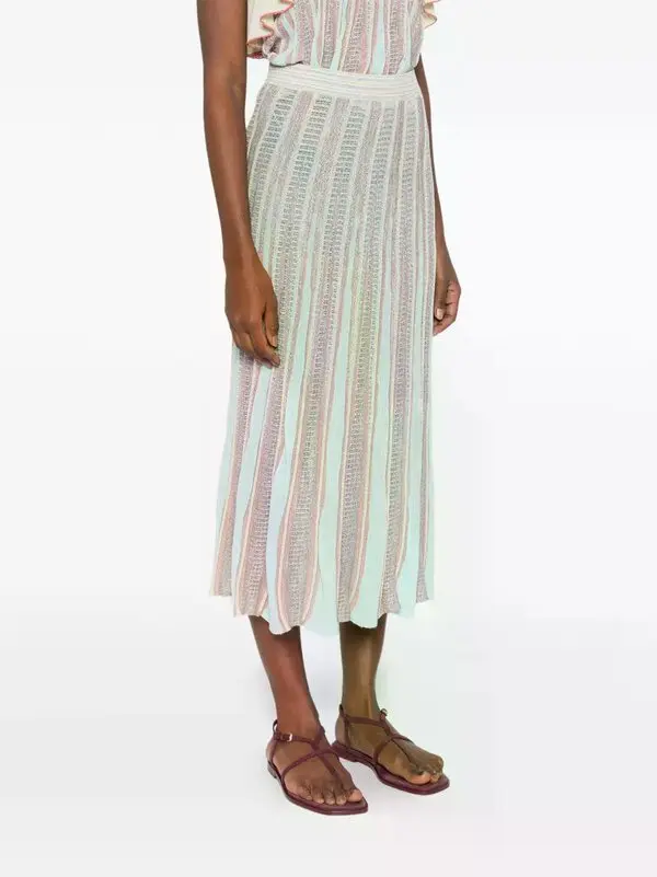 FORTE_FORTE Striped Midi Skirt - Blue