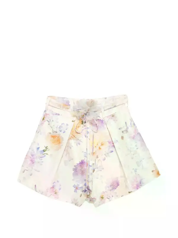 Zimmermann Luna Floral Print High-rise Shorts - Neutrals
