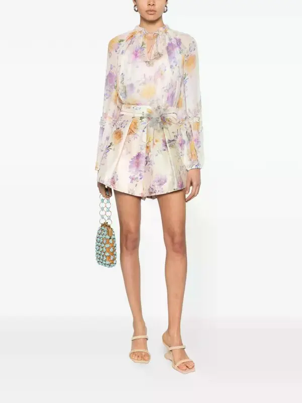 Zimmermann Luna Floral Print High-rise Shorts - Neutrals