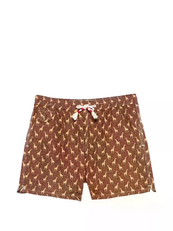 MC2 SAINT BARTH Giraffe Print Swim Shorts - Brown
