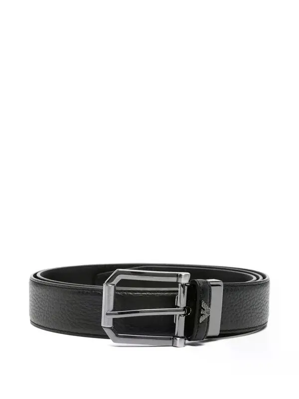 Emporio Armani Grained-leather Belt - Black