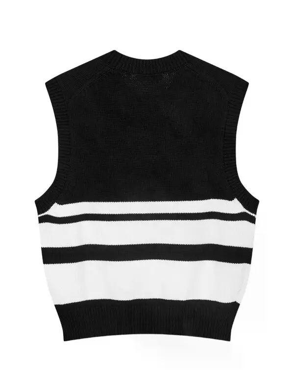 STUDIO TOMBOY Striped Knit Vest - Black