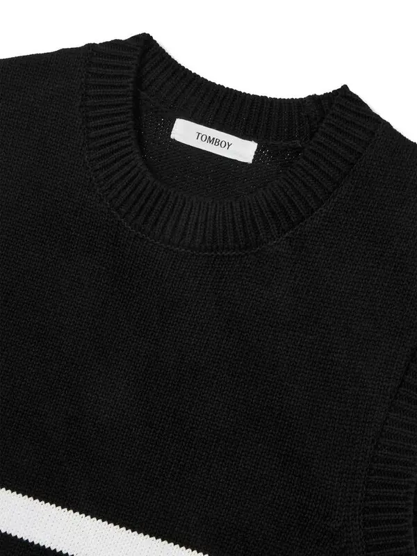 STUDIO TOMBOY Striped Knit Vest - Black