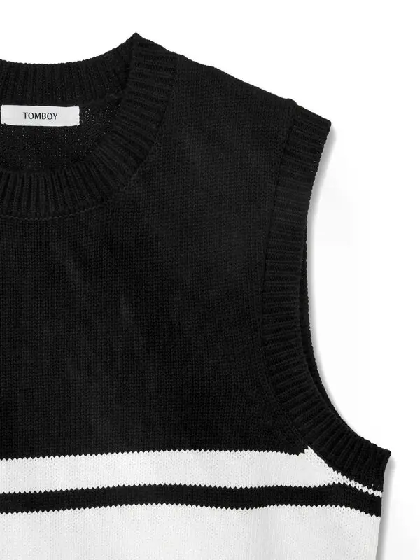 STUDIO TOMBOY Striped Knit Vest - Black