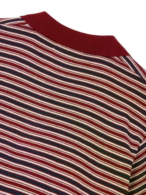 STUDIO TOMBOY Striped Short Sleeve Sweater - Red