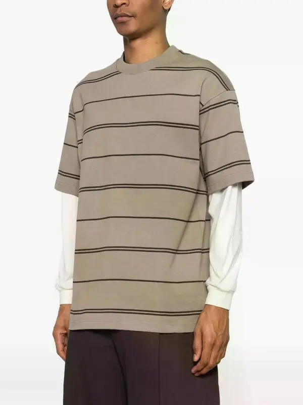 Comme Des Garçons Stripe-pattern Layered T-shirt - Brown