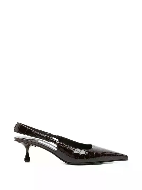 JIMMY CHOO Amel Crocodile-effect Slingback Pumps - Brown