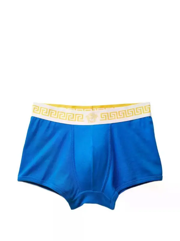 Versace Ribbed Cotton-jersey Trunks - Blue