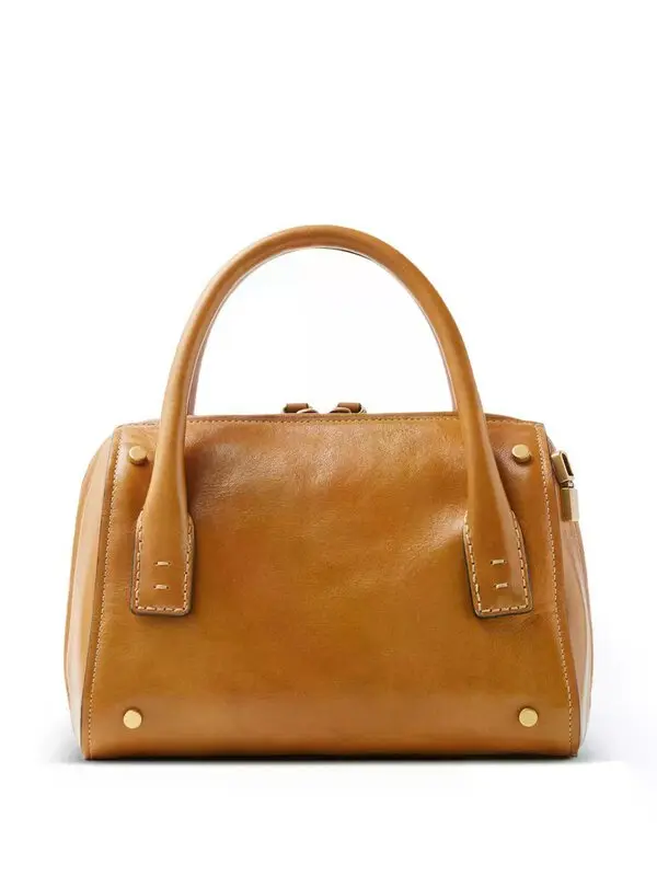 Versace Small Leather Boston Bag With Medusa Cameo - Brown