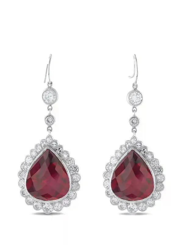 LB EXCLUSIVE Diamonds And Rubellite Drop Earrings - Silver