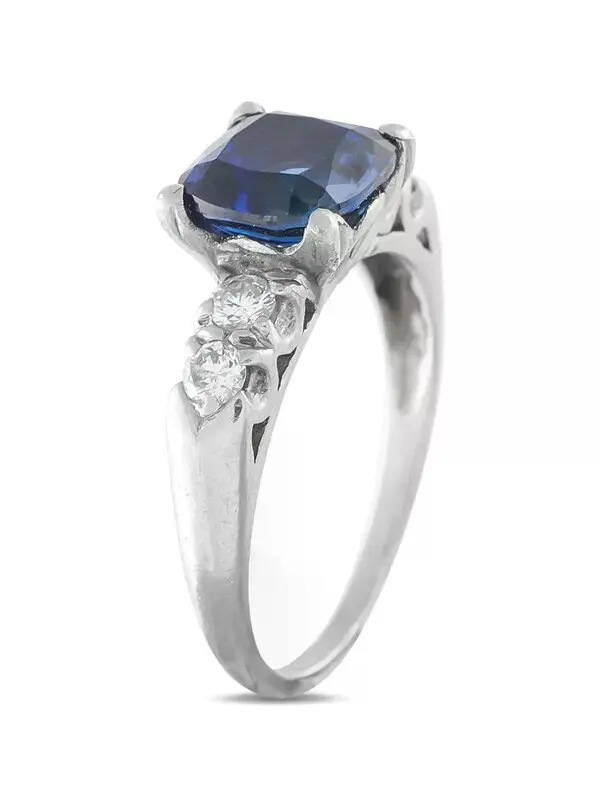 LB EXCLUSIVE Platinum Diamond And Sapphire Ring