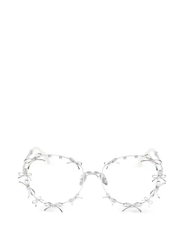 YVMIN Bow Round-frame Sunglasses - Silver