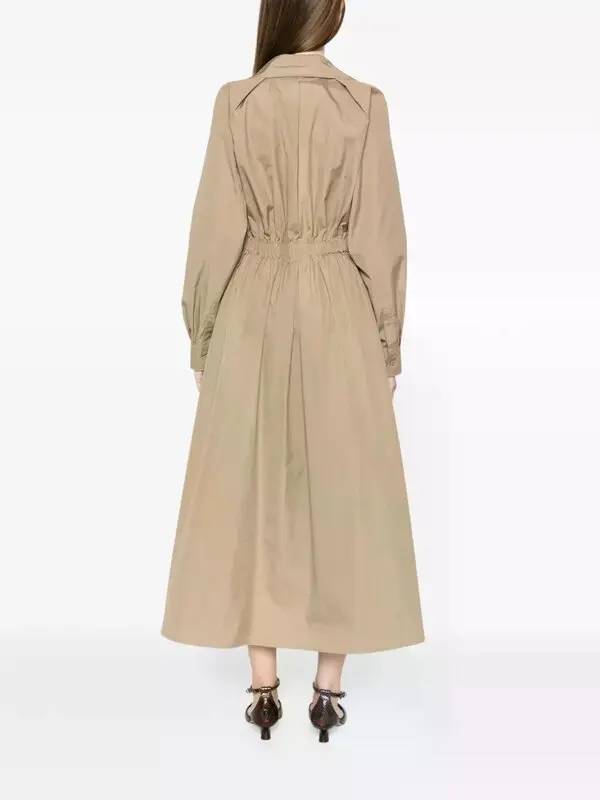 Max Mara Pedaggi Drawstring V-neck Midi Dress - Neutrals