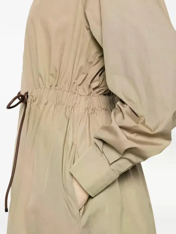 Max Mara Pedaggi Drawstring V-neck Midi Dress - Neutrals