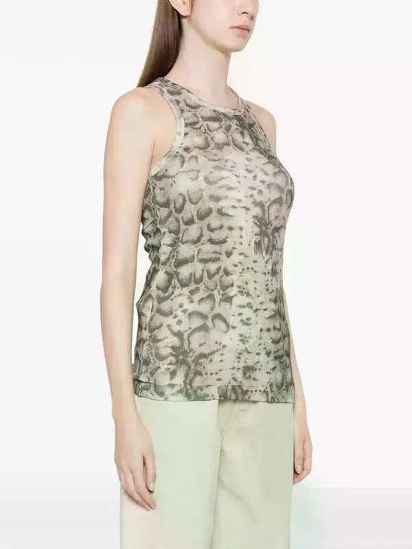 Pinko Snakeskin-print Ribbed Tank Top