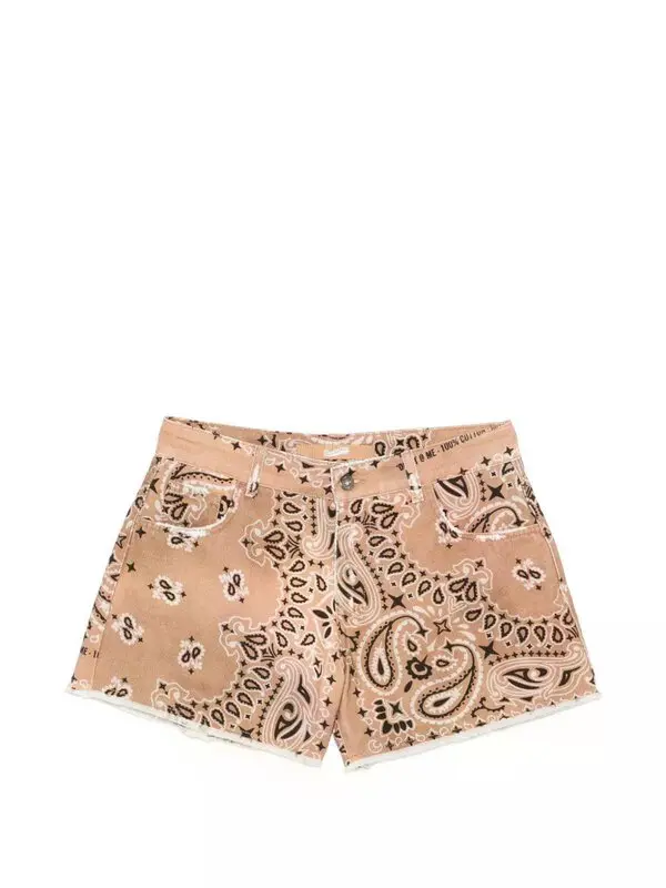 DON'T @ ME Paisley Frayed Hem Shorts