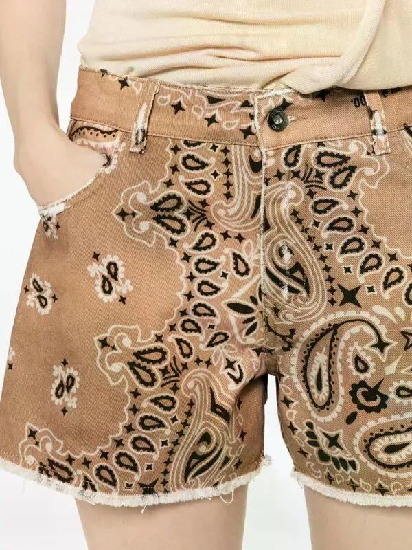 DON'T @ ME Paisley Frayed Hem Shorts