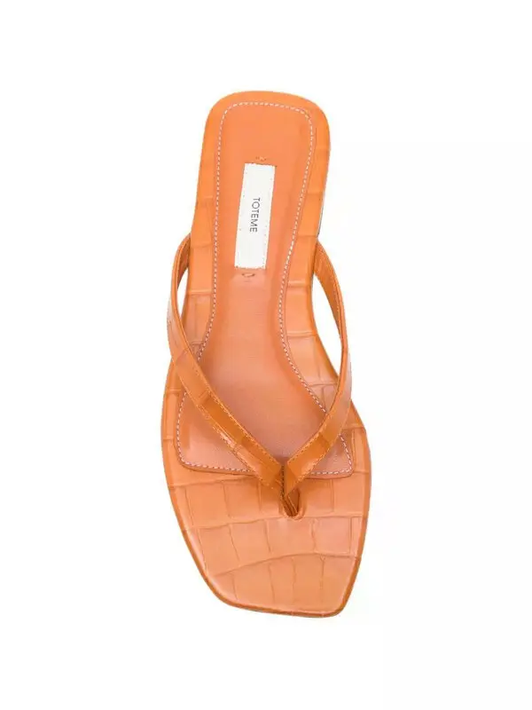 TOTEME Croco-embossed Flip Flops - Orange