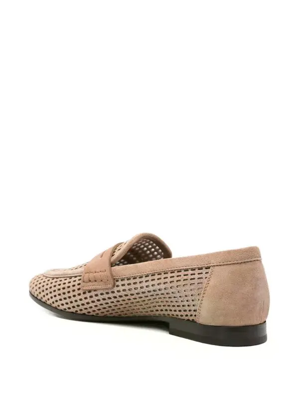 Brunello Cucinelli Perforated Suede Loafers - Neutrals