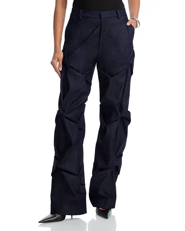 KATE BARTON Astrid Denim Draped Trousers