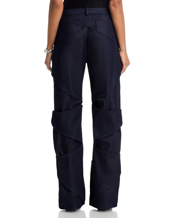 KATE BARTON Astrid Denim Draped Trousers