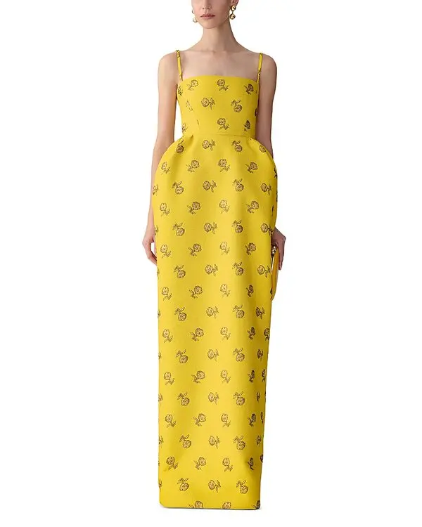 Carolina Herrera Square Neck Bell Skirt Dress