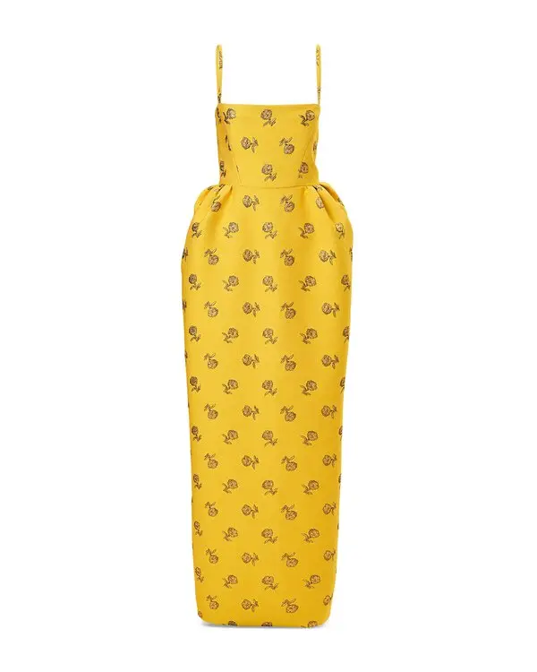Carolina Herrera Square Neck Bell Skirt Dress