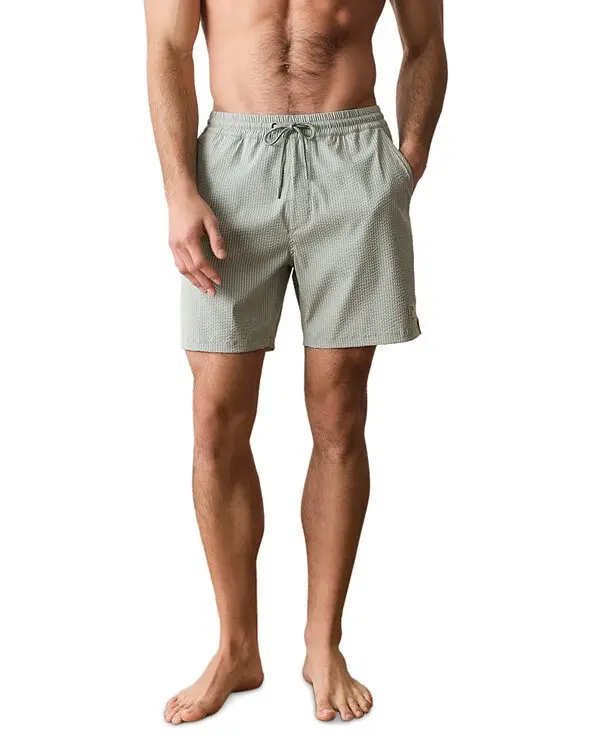 Marine Layer Seersucker 5" Swim Shorts - Iceberg Stripe