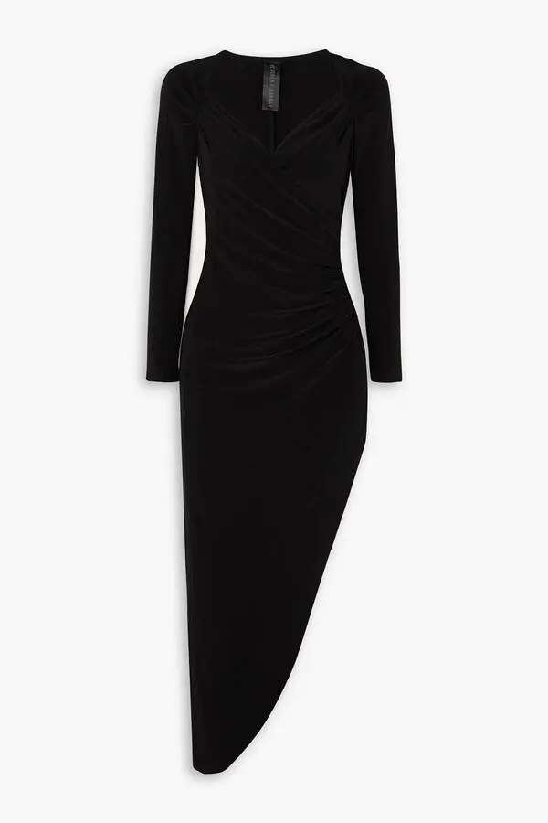 Norma Kamali Draped Stretch-jersey Midi Dress - Black