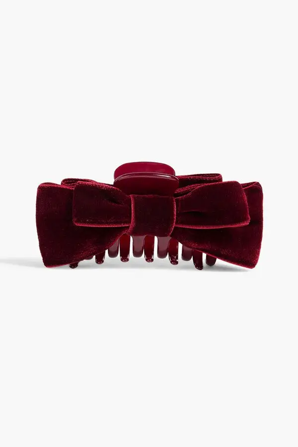 JENNIFER BEHR Matilda Velvet Bow Hair Clip - Burgundy